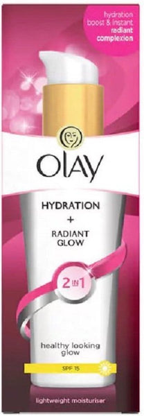 Olay 2-in-1 Instant Hydration + Radiant Glow Moisturiser SPF15, 75ml - RangePlus